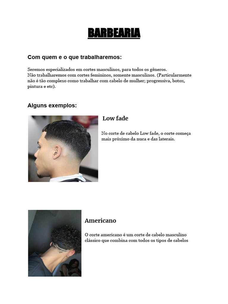 Barbearia - Plano Inicial | PDF | Cabeleireiro | Cabelo humano
