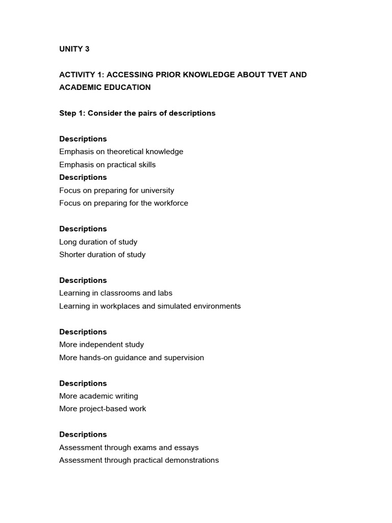 Unit 3 | PDF | Apprenticeship | Learning
