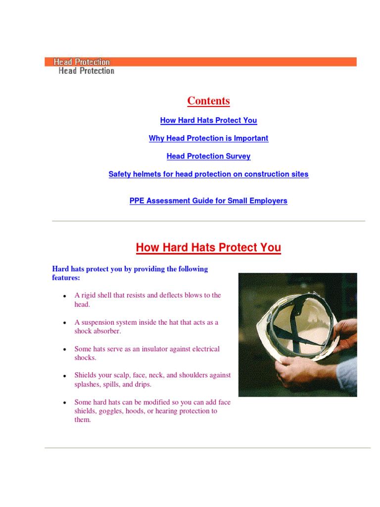 Head Protection | PDF | Occupational Safety And Health | Occupational ...