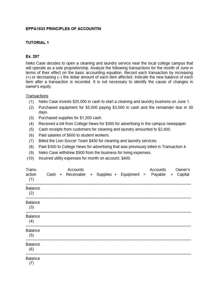 Tutorial 1 | PDF | Expense | Equity (Finance)