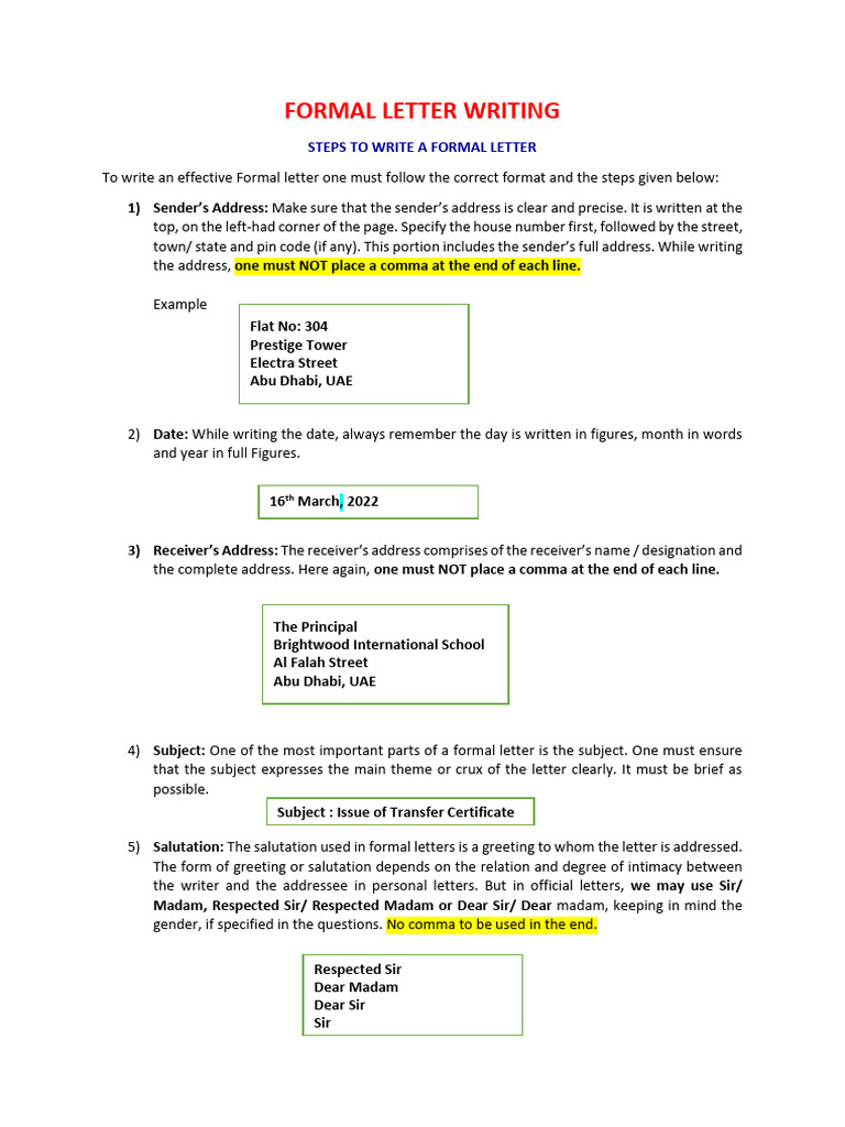 Formal Letter Notes | PDF