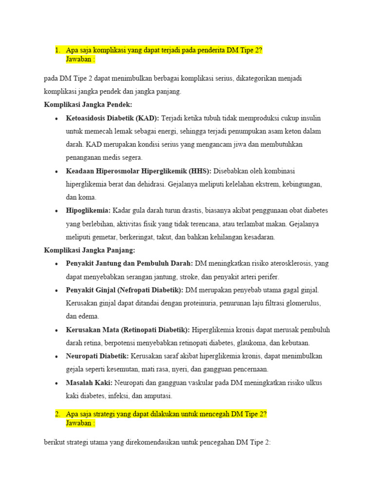 Pertanyaan DM Tipe 2 | PDF