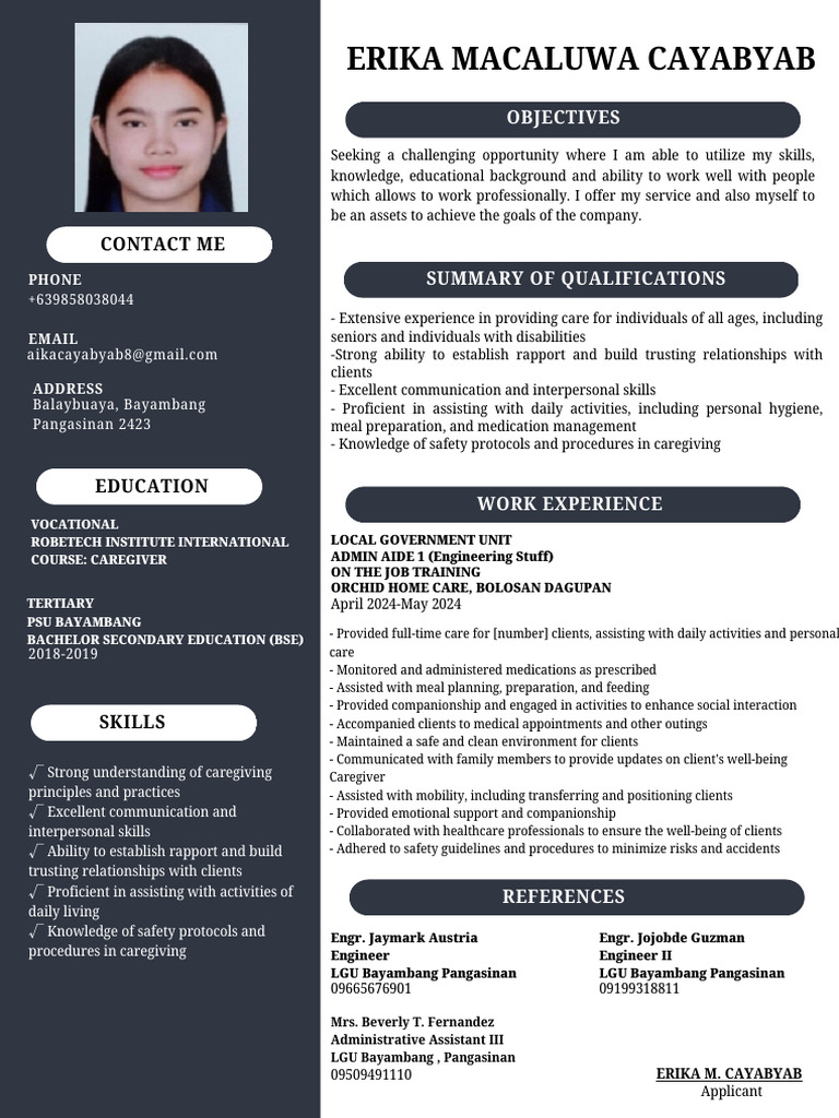 Erika CV | Download Free PDF | Caregiver | Vocational Education