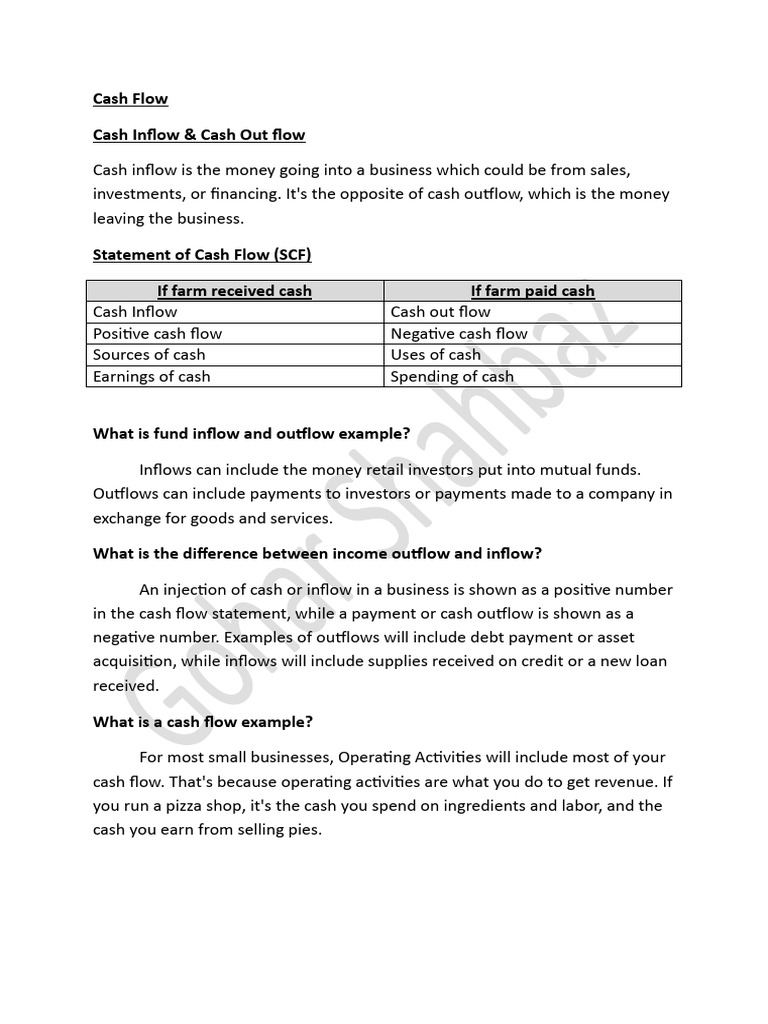 Cash Flow: Inflows and Outflows Explained | PDF | Business | Law