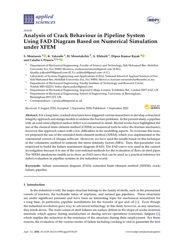 Analysis of Crack Behaviour in Pipeline System Using FAD Diagram Based On Numerical Simulation ...