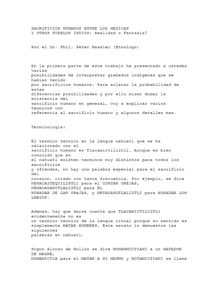 Sacrificios Humanos Entre Los Mexicas Pdf Sacrificio Náhuatl
