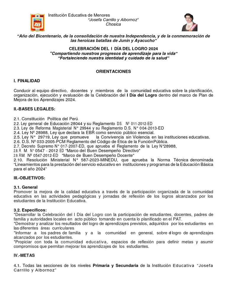 2024-I-DIA DEL LOGRO JCA Plan Comisiones 19-7-2024 | PDF | Enseñando | Aprendizaje