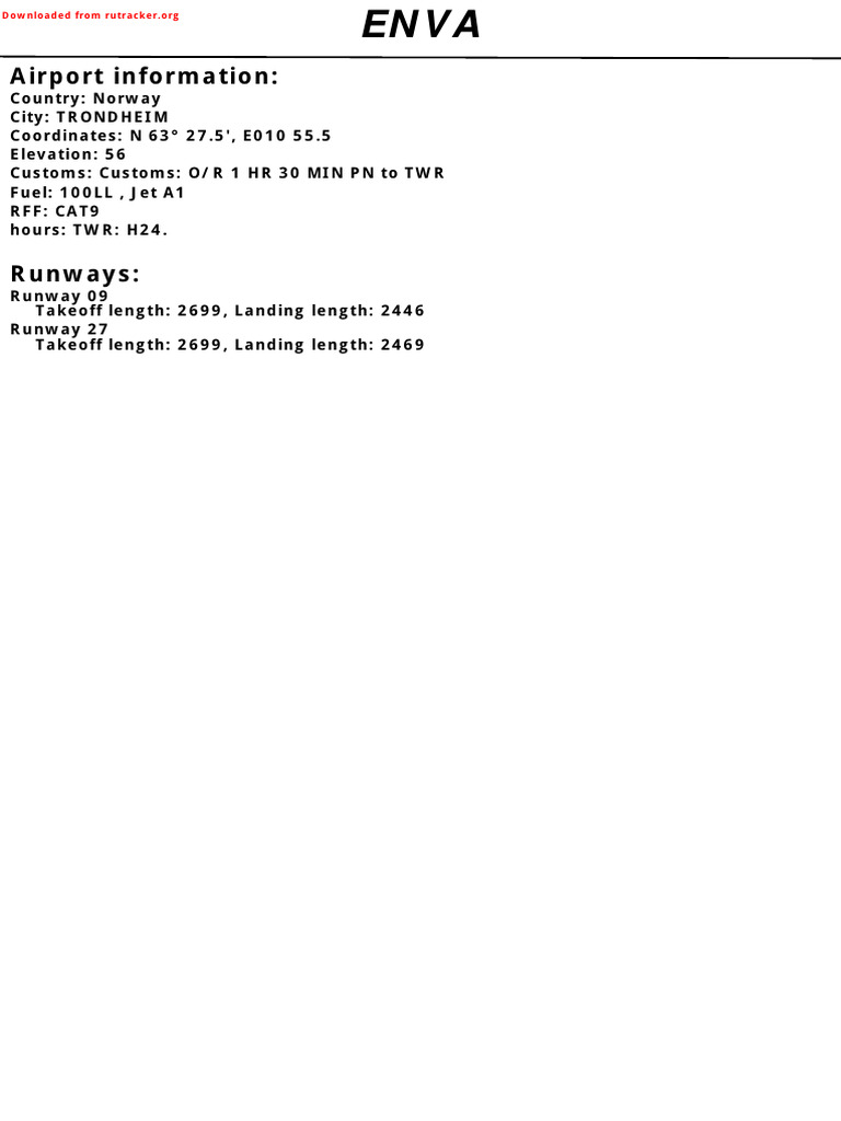 JeppView - ENVA (20 Charts) | PDF | Aviation | Earth Sciences