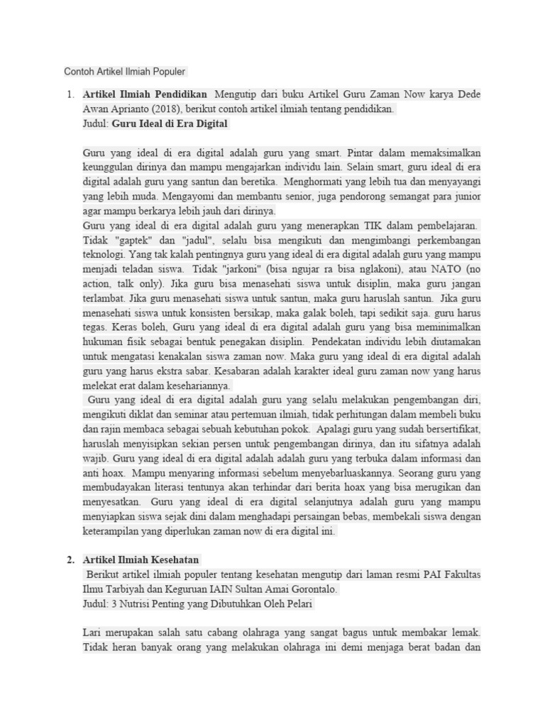 Contoh Artikel Ilmiah Populer (1) | PDF