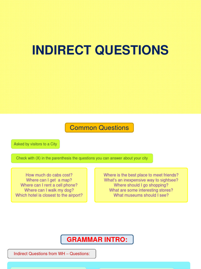 08 Indirect Questions | PDF | Question | Linguistics