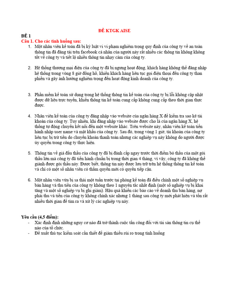 ĐỀ KTGK AISE | PDF