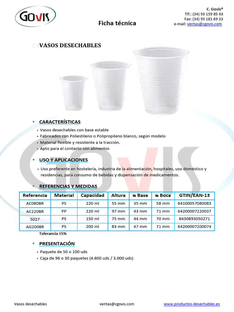 Vasos Desechables | PDF