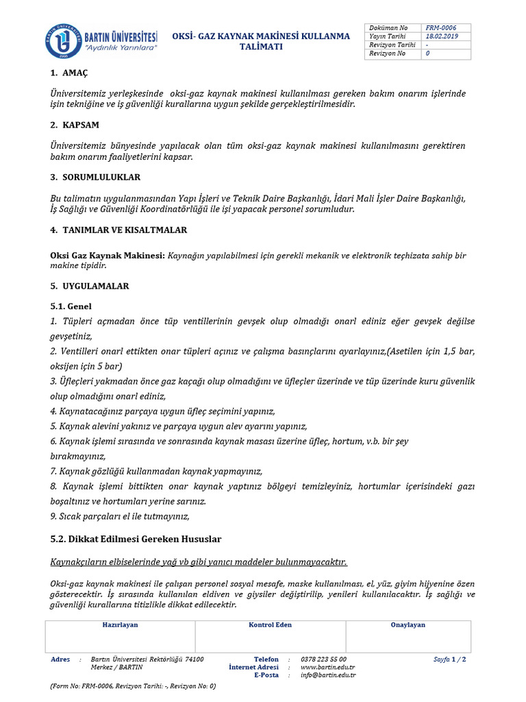 Oksi Gaz Kaynak Makinesi Kullanma Talimati | PDF