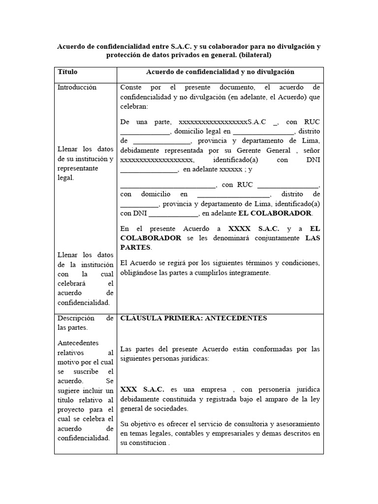 Acuerdo de Confidencialidad Editable | PDF | Arbitraje | Daños y perjuicios