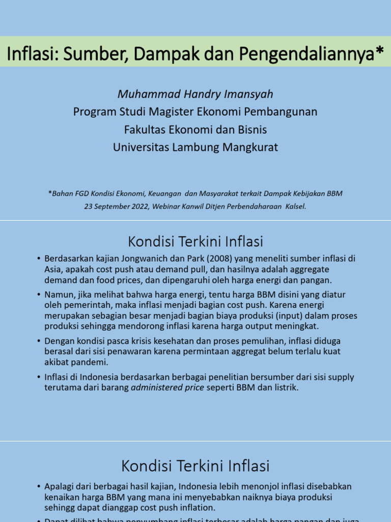 Inflasi (Materi Prof Muhammad Handry Imansyah) | PDF