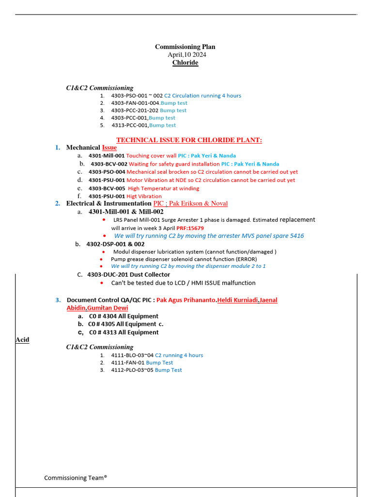 Commissioning Plan 10 April 2024 | PDF