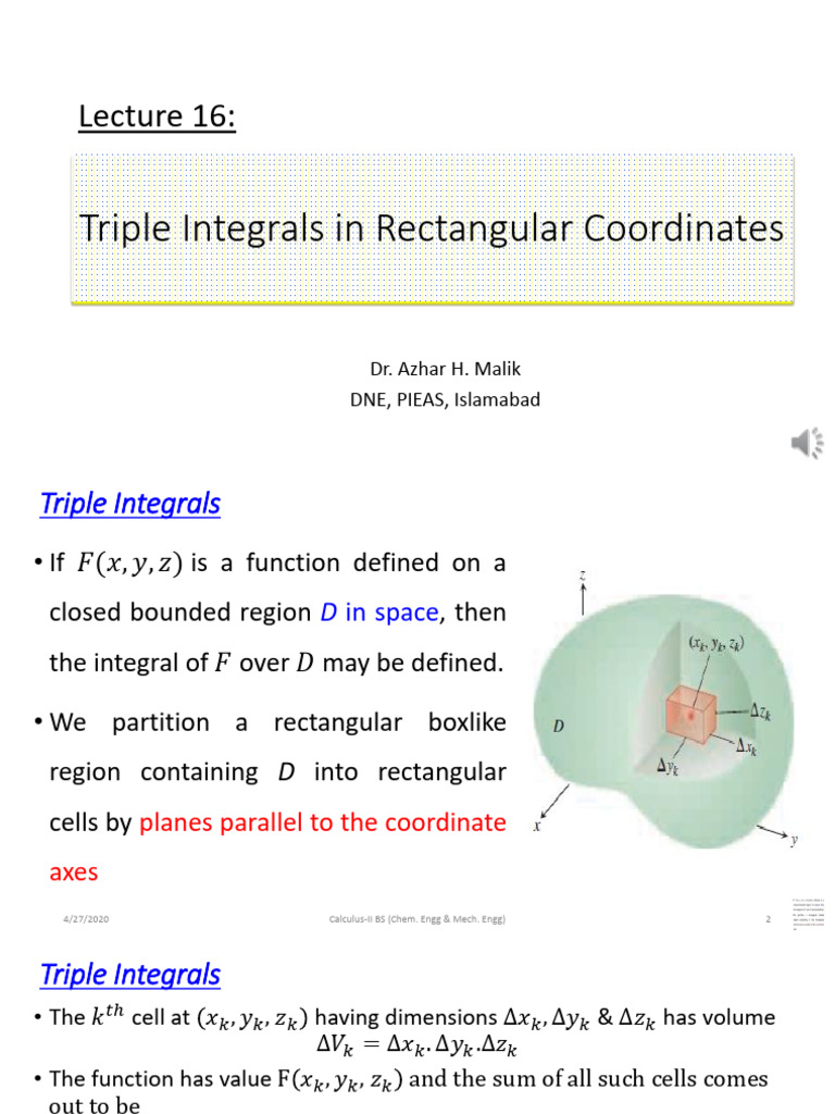Lecture-16_Triple-Integrals-in-Rectangular-Coordinates | PDF | Integral ...