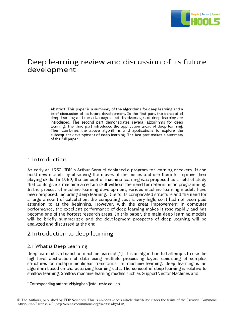 Deep Learning Review and Discussion of Its Future PDF | PDF | Deep Learning | Artificial Neural ...