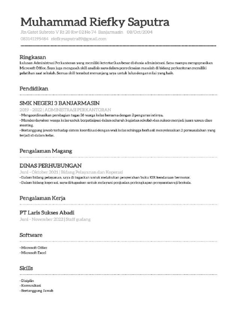 Surat Lamaran Muhammad Riefky Saputra-1 | PDF