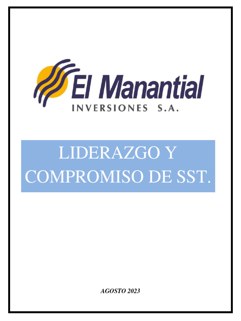 Liderazgo y Compromiso de SST | PDF | Seguridad y salud ocupacional