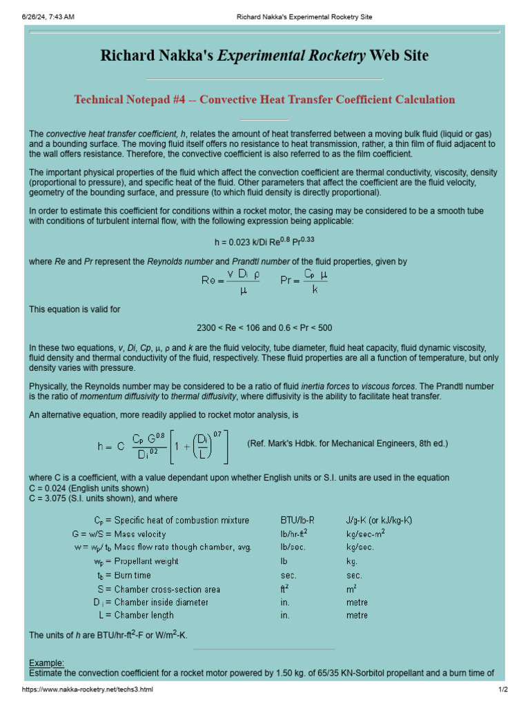 Technical Notepad #4 - Convective Heat Transfer Coefficient ...
