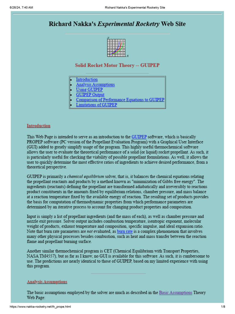 Propellent Software Richard Nakka's Experimental Rocketry Site | PDF ...