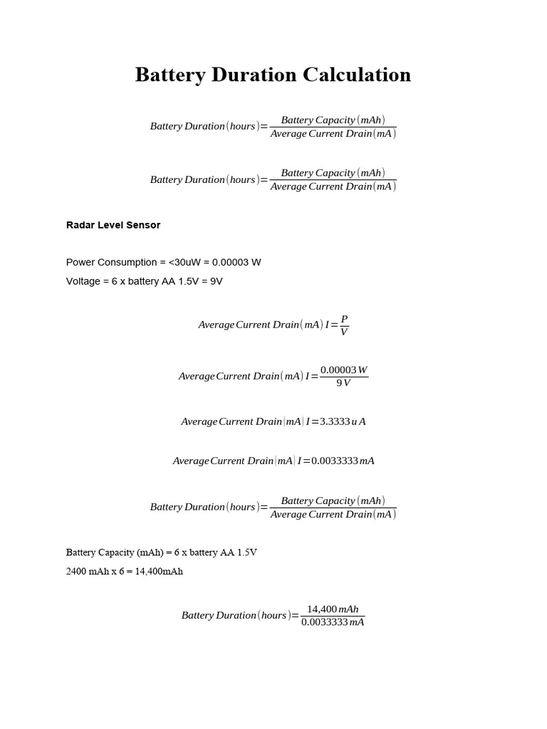 Battery Duration Calculation | PDF | Electricity | Electrical Engineering