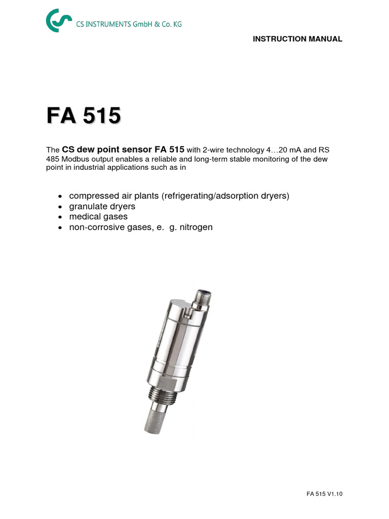 FA 515 Dew Point Sensor Manual | PDF | Calibration | Sensor