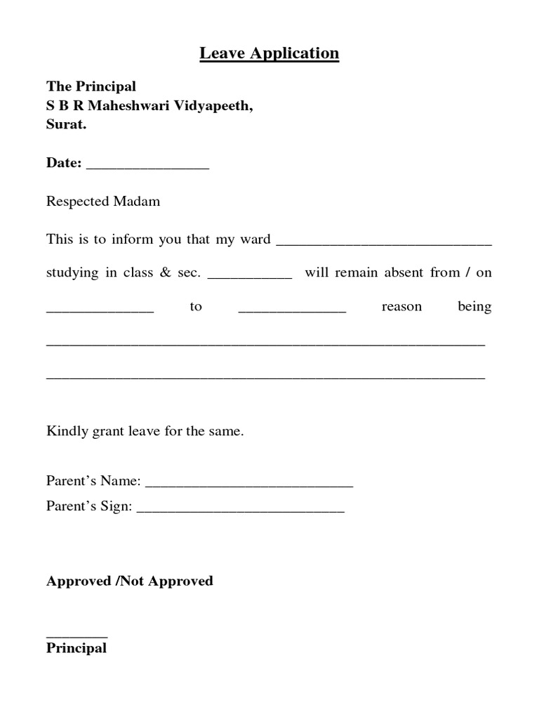 Leave Application Student Pdf