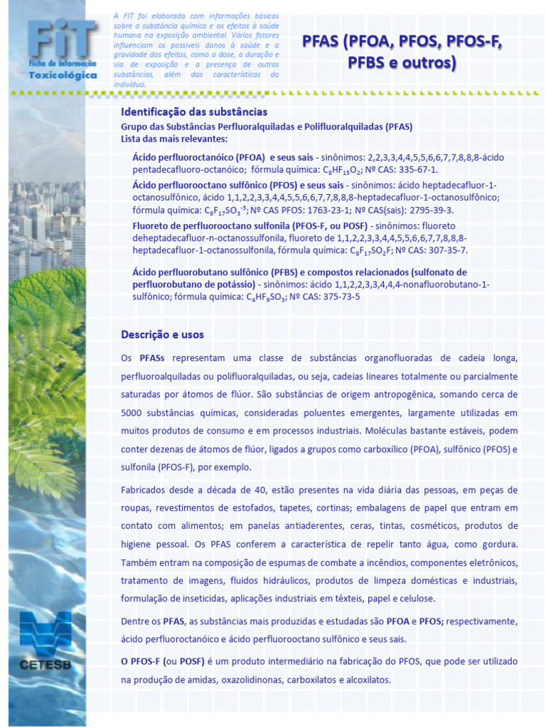 Pfas Pfoa Pfos Posf PFBS Genx | PDF | Química | Câncer