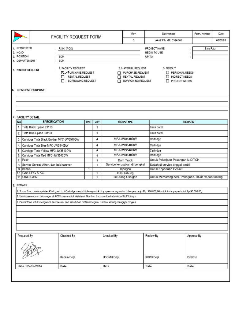 Form Request 05-07-2024 Fix | PDF