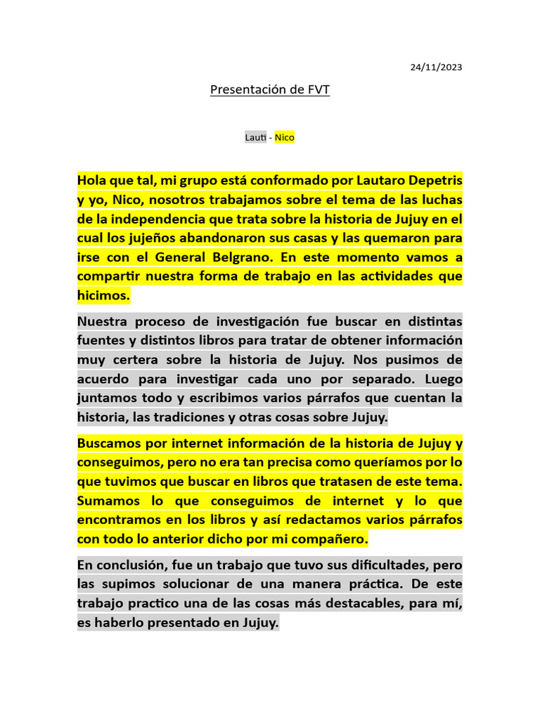 Trabajo Practico de FVT | PDF