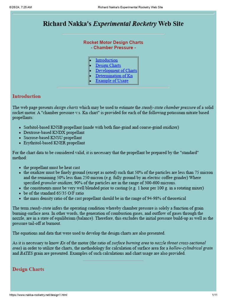 Motor DesignCharts - ChamberPressureRichard Nakka's Experimental Rocketry Web Site | PDF ...