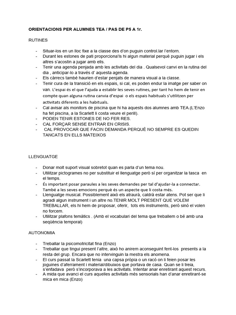 Orientacions Pas P5 - 1r | PDF