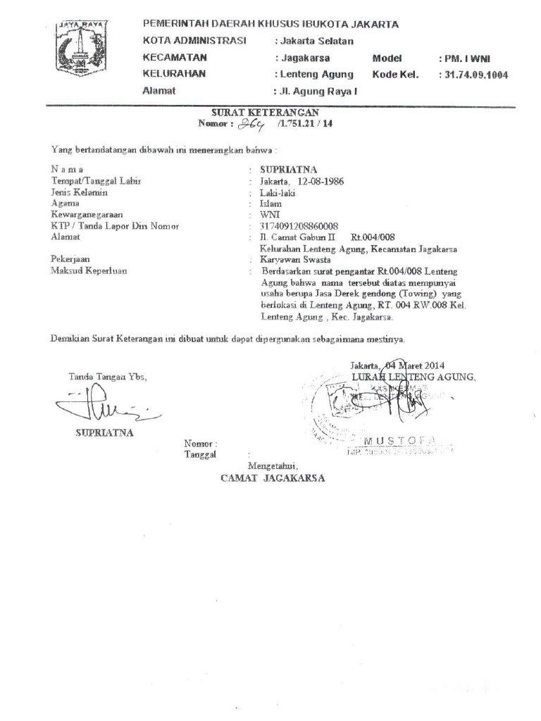 Surat Keterangan Usaha | PDF