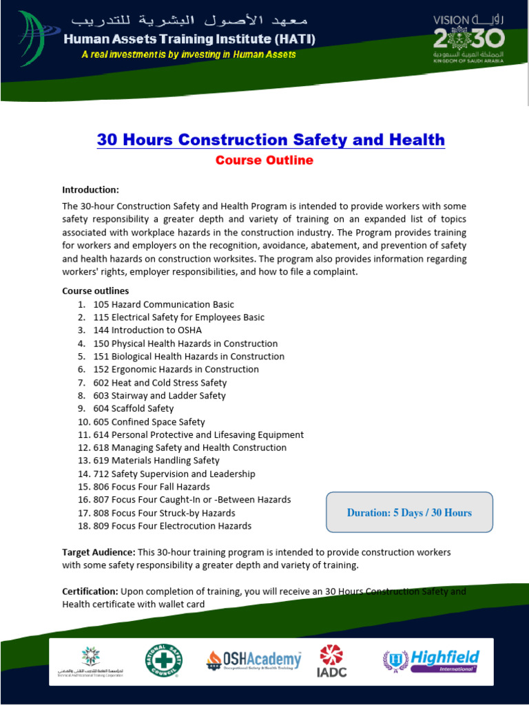 30-Hour Construction Safety Training | PDF
