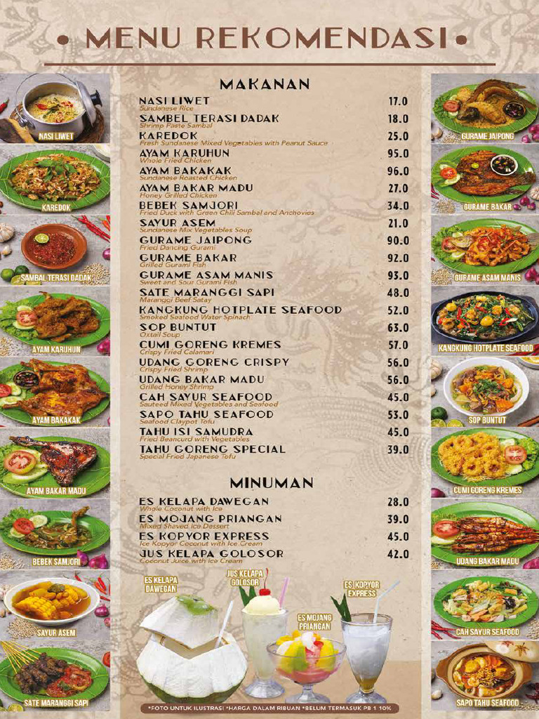 Menu Restoran Alam Sari Deltamas 2024 | PDF