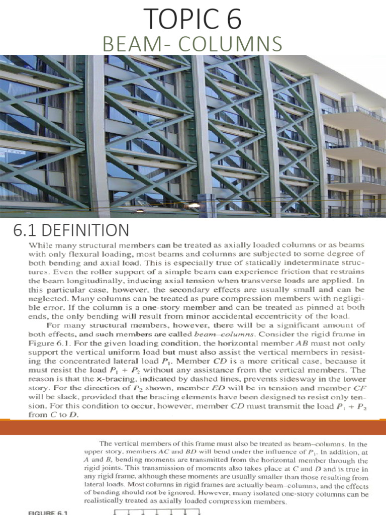 Steel Topic 6pdf Beam Columns | PDF | Bending | Beam (Structure)