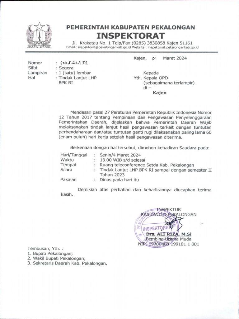 Surat Undangan TL LHP | PDF