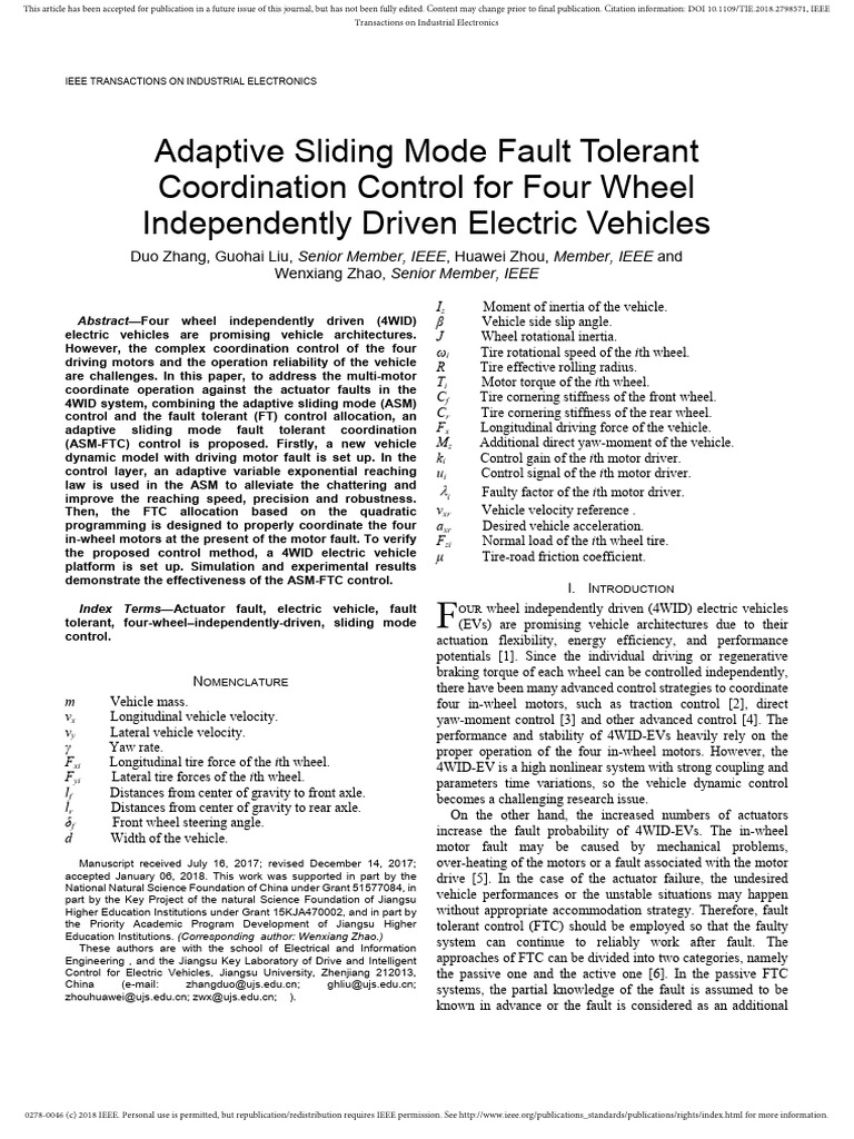 2018-Adaptive Sliding Mode Fault-Tolerant Coordination Control For Four-Wheel Independently ...