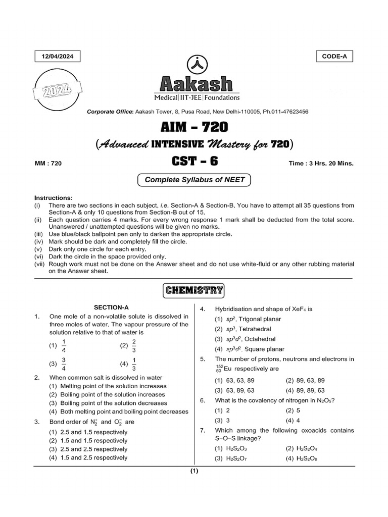 Intensive (AIM-720) CST-6A - 12-04-2024 | PDF | Cooking, Food & Wine
