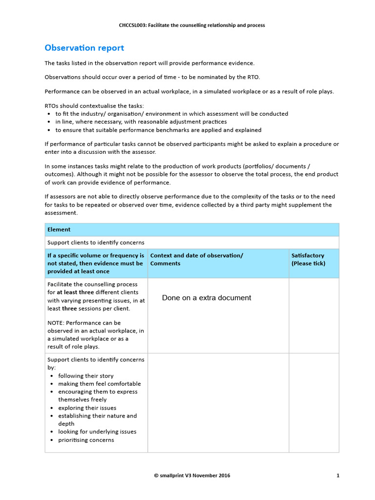 CHCCSL003 Observation Report | PDF | Cognition | Behavioural Sciences