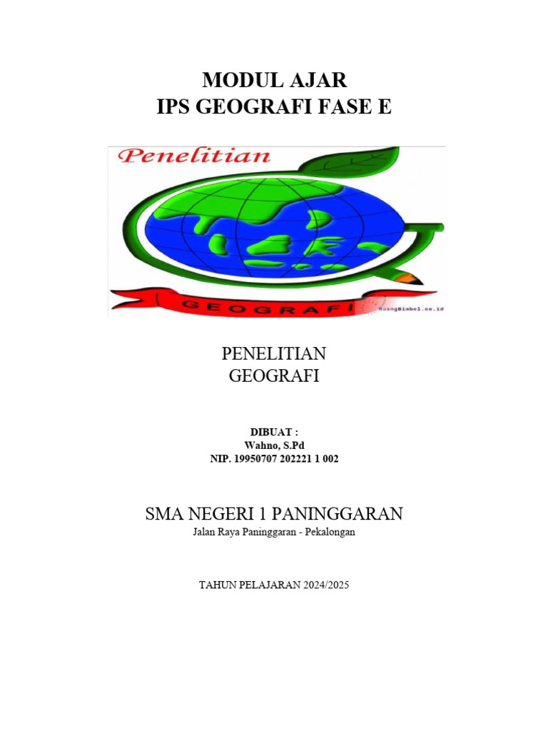 Modul Ajar Geografi Xpenelitian Geografi Pdf 
