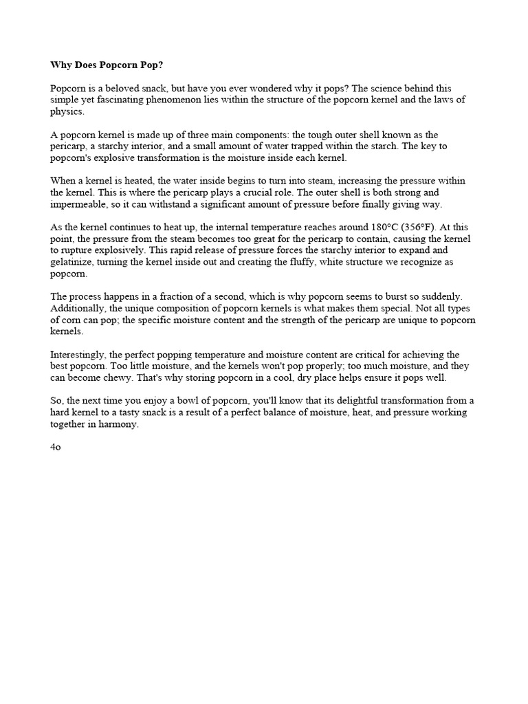 Why Does Popcorn Pop? | PDF | Cooking, Food & Wine | Home & Garden