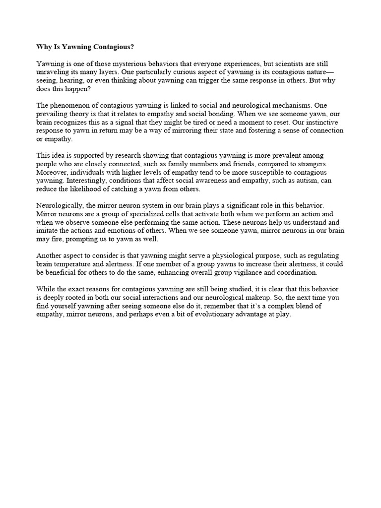 Why Is Yawning Contagious? | PDF