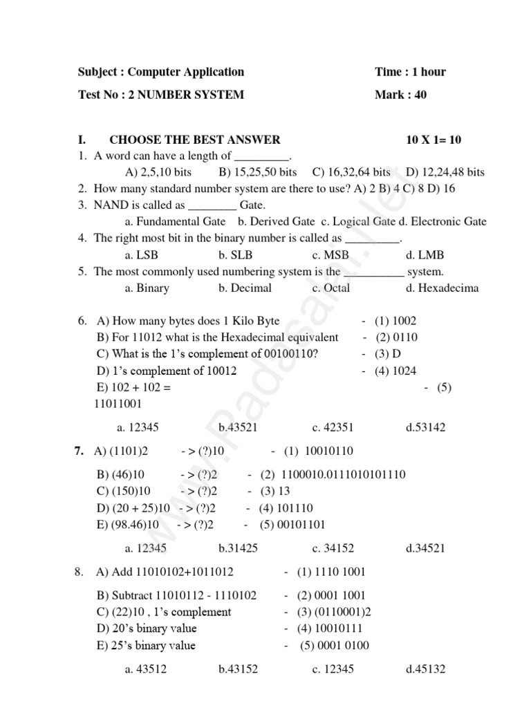 11th Computer Applications Lesson 1 40 Mark Question Paper English ...