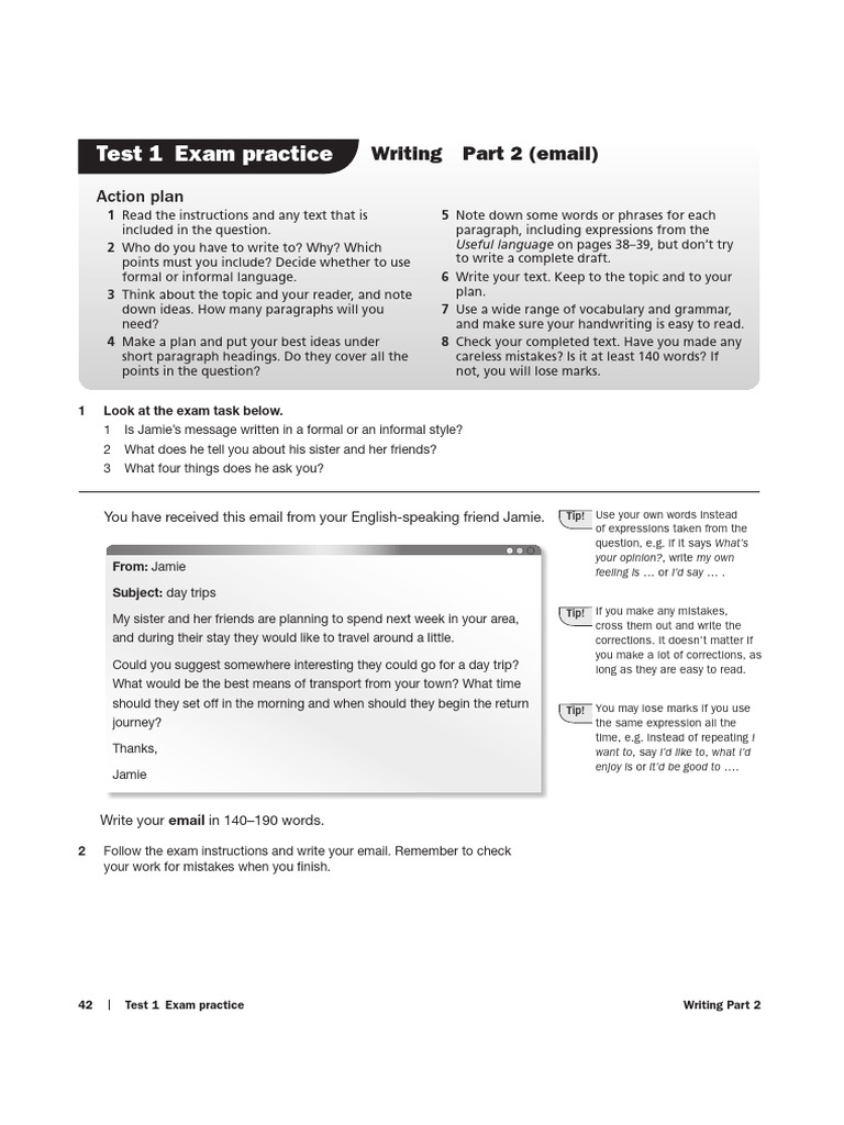 Writing Test Part 2 Email | PDF
