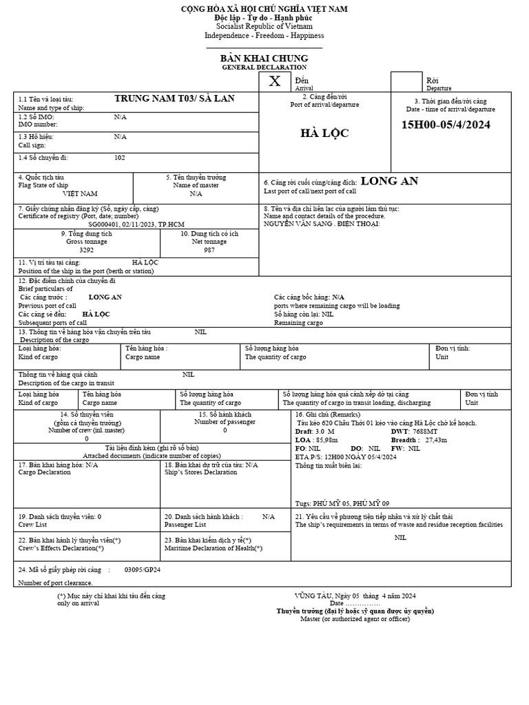 Ban Khai Chung Trung Nam T03 | PDF