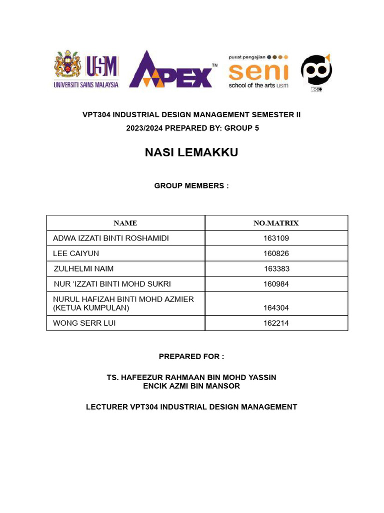 Final Report Group 5 Nasi Lemak | PDF | Foods