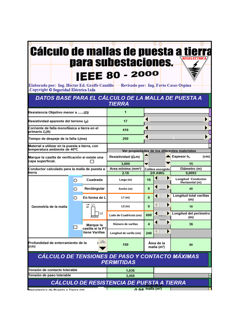1.programa Cálculo Malla-Tierra | PDF | Electricidad | Ingenieria Eléctrica